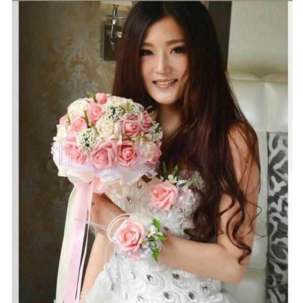 ブライダル 結婚式 ２次会 贈答品 造花 ウエディングブーケ商品説明ウエディングブーケ 高級造花ブーケ　ドレスブーケ　ラウンドブーケ　ウエディングブーケ　ブートニア ヘッドドレス 結婚式 ウェディングブーケ シルクフラワー アートフラワー ...