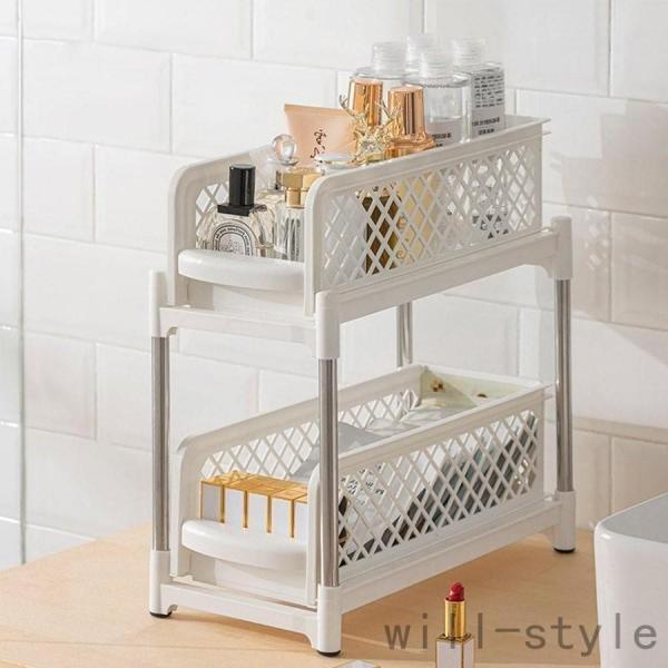 収納力抜群で、背の高い調味料のストック品を収納するのに便利な背高2段ワイドタイプ!※材質：PP ※耐荷重（約）:上段：約3kg、下段約4kg※サイズ（約）:幅18×奥行37×高さ38cm★引き出し式★(1)スライドデザイン、滑りがよくスムー...