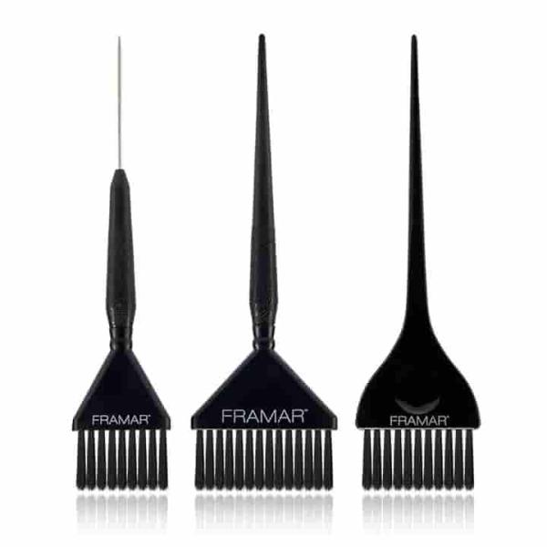 FRAMAR バラエティブラシセット ブラック HB-FP-BLKメタルピンハンドルのカラーブラシ＆ワイドブラシ＆クラシックブラシの3本セット。驚くほどの柔らかいナイロン毛。※セット販売のみ全長/重量（左から）幅45×高さ210×厚さ15m...