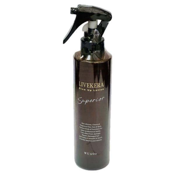WUAO(ウアオ) ライブケラ ブローアップローション Superior（スペリオール） 200mlアイロン・ドライヤー熱を利用するヘアトリートメント髪強度と弾力性を高めるベースケアと半永久的なダメージケア効果のあるブローローション。トリプ...