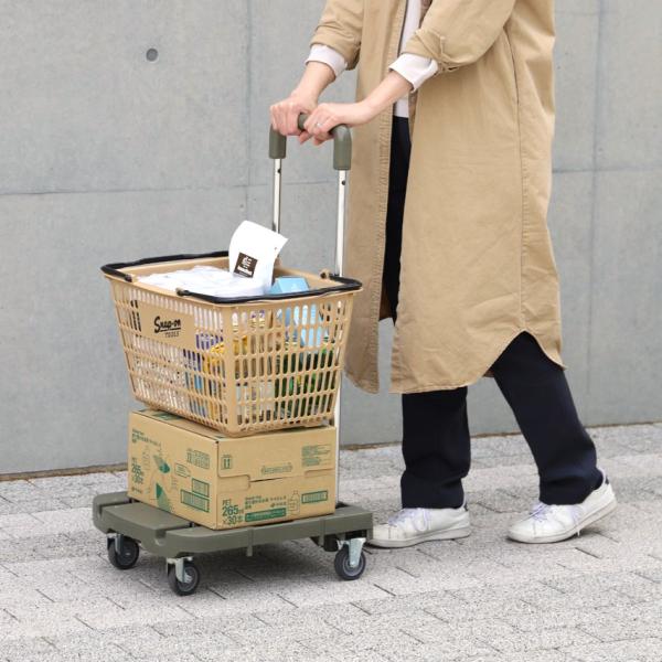 コンパクトに収納できるハンドルカート。ハンドルは、伸縮と折りたたみが可能で、女性にも扱いやすくなっています。玄関先や車などにスマートに収納できます。ゴミ出しや買い物、荷物の移動など、あらゆるシーンで役に立つ相棒です。●商品仕様・サイズ　約W...