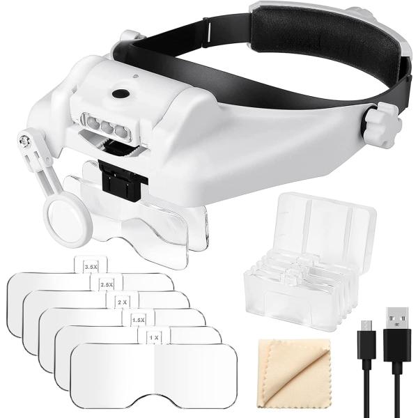 【1-14倍コンビネーションレンズ】最大3つのレンズの組み合わせと23パターンの倍率に対応します【調整可能&amp;充電式LEDライト】ヘッド拡大バイザーは3つのLEDライトを内蔵し、ソフトモードと強モード、照明方向の調整が可能です。【高画...