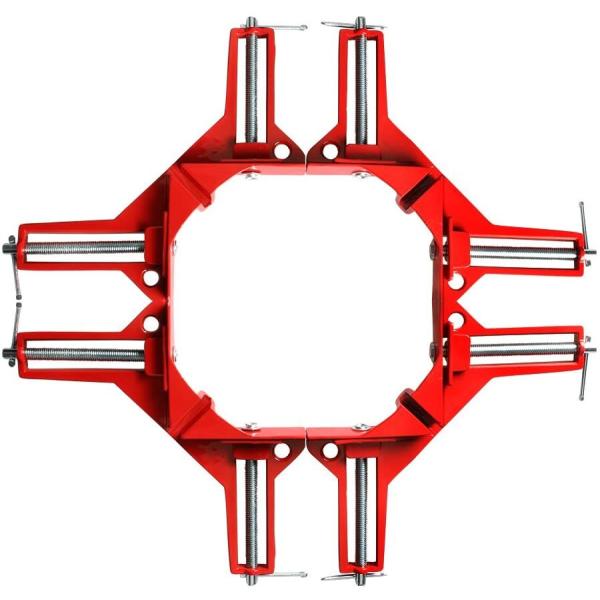 コーナークランプ4個セットですコーナークランプとは？直角に固定したい2つの材料を1人でもカンタンに固定できるよう、補助をしてくれる工具です。4個セットのメリットは？1角ずつ順番に固定する手間を4個セットにする事で4角を1回の作業で固定する事...