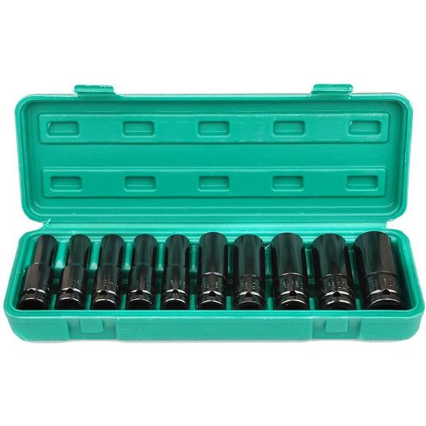 使用頻度の高い10本を厳選した、ソケット10本セットです。ソケットサイズ：六角　24mm 22mm 19mm 17mm 15mm 14mm 13mm 12mm 10mm 8mm差し込みサイズ：1/2”（12.7ｍｍ）【仕様】サイズ：約7.8...