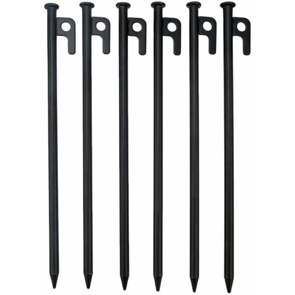 サ イ ズ:(約)300mm (ヘッド部直径(約)16mm / 打ち込み部直径(約)10mm) 　６本セット 重 量 (約)180g/1本 このペグはスチールで作られてますので、硬い地面、砂利や石やどが混じった場所でも入り込みが楽にできます...