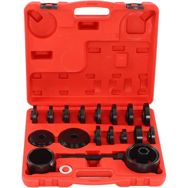 フロント ホイール ベアリング ツール 23p 油圧プレス●通常ハブベアリングの抜き取り、挿入に油圧プレスが必要となりますが、　フロントホイールベアリングツールを使用することによって油圧なしで作業が行えます。●ベアリングの大きさに合わせてス...