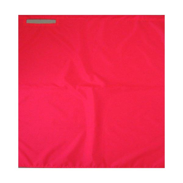 交通誘導安全旗　　　国産ポリエステル100％東洋紡アクリルコーティングで移行昇華なし　耐光堅牢度Ｎｏ1及び高強力「カチオン糸」にて引裂強度が優れます　サイズ90×90cm　旗棒付（白パイプ15Ф　88cm）