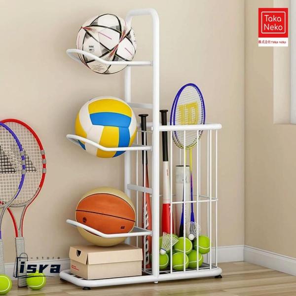 【マルチファンクションボールホルダ】：?款立式?球架不?可以存放?球、足球、排球等球?，?可以??网?、羽毛球拍、网球拍、棒球棒等，??的空?更加整?。??、?尚、??感?，也??款球架成?男生?室装?的?佳礼物。【動きやすい】：底には調整...