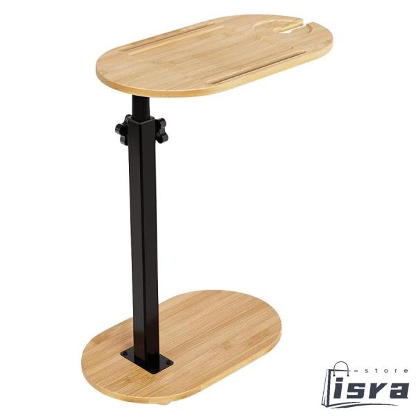 【製品仕様】寸法：幅36 x 奥行22 x 高い42?82cmです。厚みのある金属管と厚みのあるMDF木の板で作られた頑丈な「C」構造は、頑丈で安定しています。【高さ調節可能】サイドテーブルの高さは42?82cmの間で調整できます。調節回転...