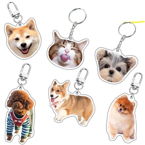 ご注意：商品を受け取った後、両面の貼るビニールを剥がしてください。顔/全身 写真 キーホルダー 犬 アクリル アクリルキーホルダー 記念品 猫 犬 ハムスター 可愛い メモリアルグッズ ペット・ペットグッズ 犬用品 オーナーズグッズ オーダ...