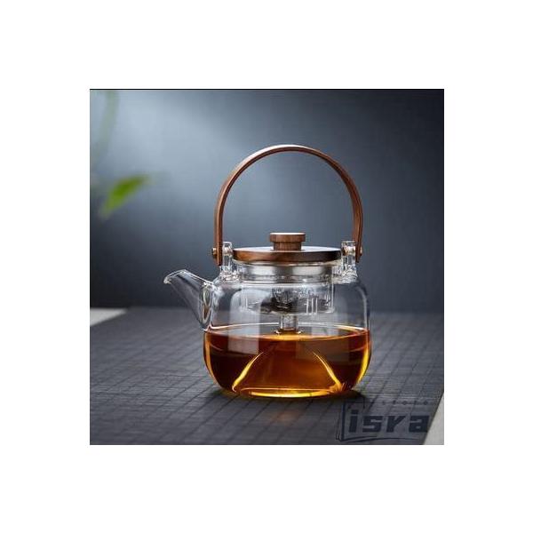 耐熱ガラスティーポット おしゃれ ガラス 茶器 大容量 木製持ち手 茶こし付き 紅茶ポット 直火可 ih対応 割れにくい 食洗機対応 和風 分茶器 ホーム 業務用 飲食