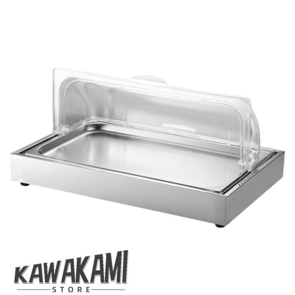 ステンレス製フードプレート ビュッフェサーバー フードディスプレイセット 冷食トレイ ディスプレイケース 54*34*25cm フード鮮度保持 刺身/シーフード/寿司/ア