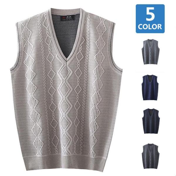 ニット メンズ ニット  Vネック セーター 羽織り 上着 アウター ス 暖か 防寒 保温 シンプル カジュアル 通勤 通学 秋冬品 番wenguo02カラーライトグレー、グレー、ダークグレー、ネイビー、ブラウン、ベージュサイズF（フリーサ...