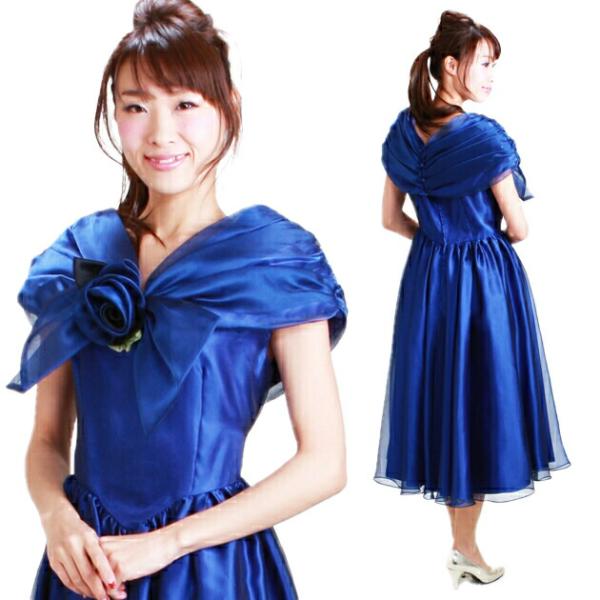 商品番号:FAV1108【　パーティドレスレンタル　】■ カラー：ブルー■ 素材：オーガンジー■ デザイン：ワンピース■ サイズ：11号-13号／バスト：〜98cm／ウエスト：〜74cm／ヒップ：〜102cm※商品の色につきましては、お客様...