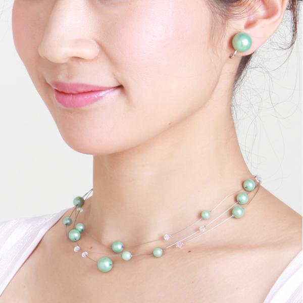 商品番号:FBMNE52【ネックレス＆イヤリング　レンタル】■ 品質：パール　グリーン■ サイズ（約）：ネックレス/40cm　アジャスター/6cm　イヤリング/1cm※商品の色につきましては、お客様のご覧になられますパソコン機器及びモニタな...