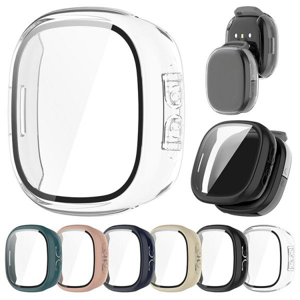 プラスチック+強化ガラス 液晶保護カバー フィットビット エース LTE 衝撃吸収 スマートウォッチ ハードカバー 透明