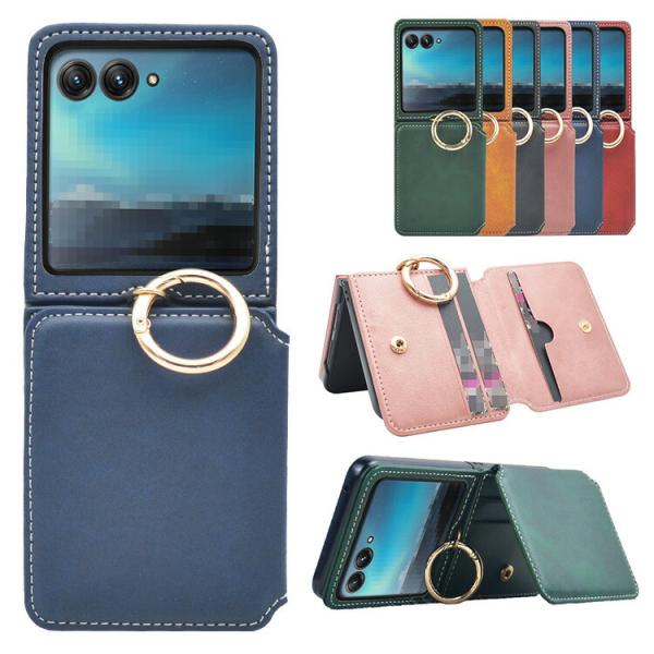 片手持ちに便利なリング付き PUレザー + プラスチック モトローラ レーザー50 / 50 ウルトラ 保護ケース