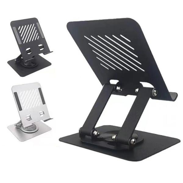 スチール製 タブレットスタンド 折りたたみ式 持ち運び 無段階 角度調整 高さ調整 姿勢改善 卓上 iPadスタンド おしゃれ かわいい