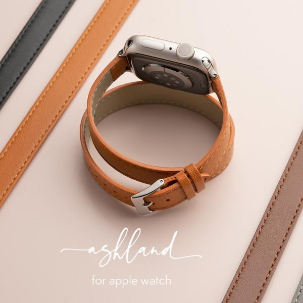 ＜ASHLAND（アッシュランド）コレクション＞レディースサイズのアップルウォッチ用バンド。ラグジュアリーな２重巻きが楽しめるEMPIREオリジナル、上質なカーフレザーを使用した上品なイメージです。裏材は水や汗に強い耐水性のある素材を使用し...