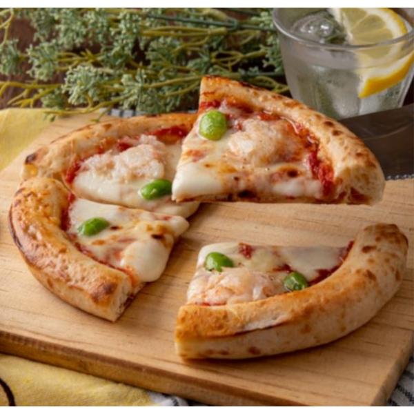 送料無料 【商品情報】マルズワイガニとだだ茶豆のピザ(130g)，白身魚と魚介たっぷりのマリナーラピザ(95g)、シチリア産アンチョビとガーリックのピザ(86g)、ローストイカとイタリア産グリルズッキーニのジェノベーゼピザ(105g)×各1...