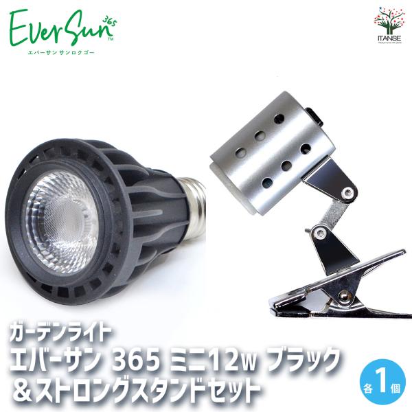 【セット内容】エバーサン 365(サンロクゴー)ミニ 12W 黒：1個ライト用ストロングスタンド クリップ式ソケット：1個植物育成用のガーデニングライトと、クリップ型ソケットのセット商品です。このセットがあれば、室内の植物をより手軽に、健康...