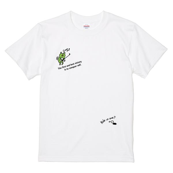 ■ イラストに関して「The first and best victory is to conquer self.-Plato」自分に打ち勝つことが偉大な勝利だと、カエルと一緒にゴルフデザイン。良い結果を残したいですね。デザインの配置はプリ...