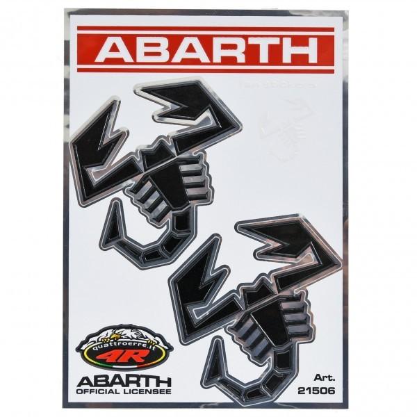 56mm(最大幅)×62mm(最大縦)ABARTH純正アクセサリーにラインナップされるステッカーです。ABARTHのシンボル、スコーピオン/サソリをモチーフにしたステッカーが2枚セットになっています。クロームシルバーの枠で囲まれたブラックの...