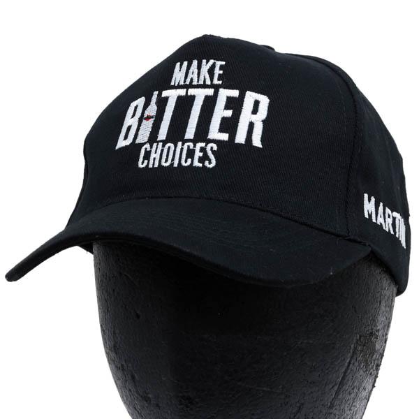 Think better, think bitter!最近のMARTINIで使用されている広告キャッチフレーズ、Make Bitter Choiceがフロントに刺繍され、MARTINIロゴがサイドに刺繍されたベースボールキャップです。苦いも...