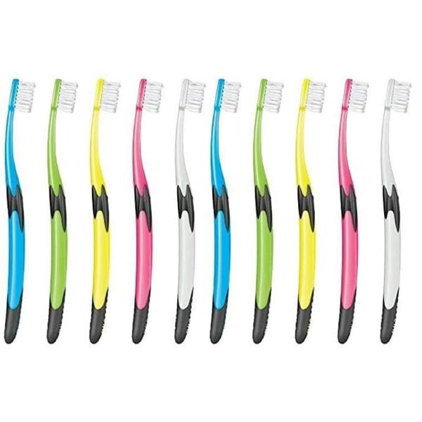 歯肉に優しく、狭い歯間部やポケット内などにも到達しやすいよう、コシのある７.５ｍｉｌのテーパー毛を採用。先端集中毛とハイブリッド段差植毛の効果により、プラークの除去能力にも優れています。種類毛の硬さ＝M(ふつう)色調ハンドル5種＝ブルー、グ...