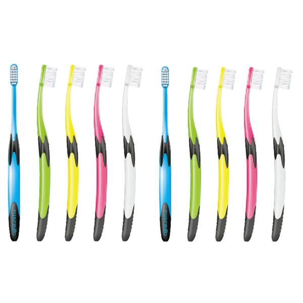 細かい部分へ毛先が届く、歯周病対策に適した歯ブラシ極細のテーパー毛が歯肉にやさしい独自のハイブリッド段差植毛（テーパー毛＋ラウンド毛）を採用しています。歯肉の痛みが強い方に適しております。種類毛の硬さ＝S（やわらかめ）色調ハンドル5種＝ブル...