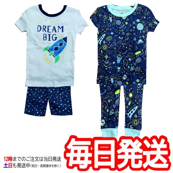 綿100％Tシャツ 2枚ホワイト（ロケット）ネイビー（宇宙）長ズボンネイビー（宇宙）半ズボンネイビー（星柄）サイズ目安（日本サイズ）2T（90cm）3T（90-100cm）4T（100-105cm）5（105-110cm）6（110-120cm）