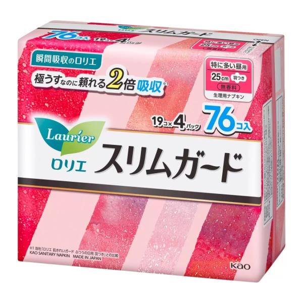 　長時間しっかり昼用 羽つき    ・サイズ:25cm    ・内容量:76個 (19個入 × 4セット) 爆買