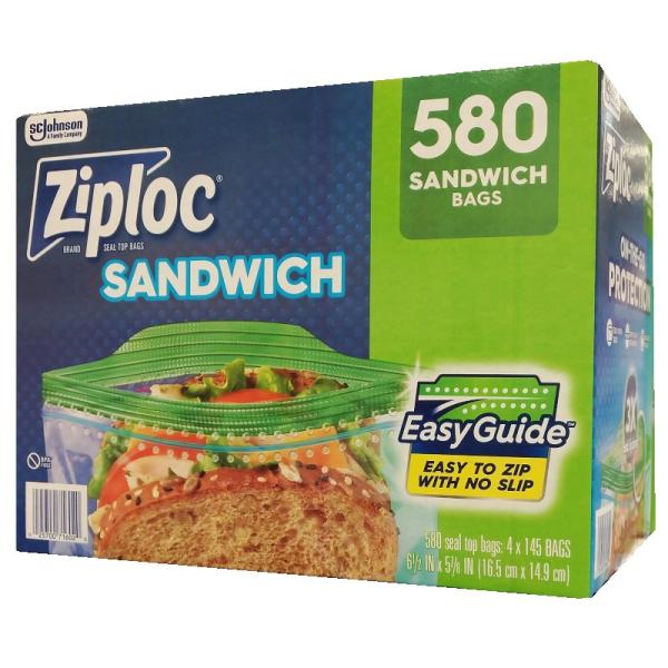 品名：保存用バッグ　原材料：ポリエチレン　サイズ：16.5cmx14.9cm　内容量：580枚（1箱145枚×4箱）　その他:パッケージは予告なしに変更される場合がございます。Ziplocブランドのサンドイッチ バッグは、Grip 'n S...