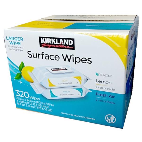 KIRKLAND Surface Wipes カークランド サーフェイスワイプ 住居用クリーナーシートお掃除シートフレッシュエアーの香り 80枚×2パックレモンの香り 80枚×2パック1枚の大きさ 208×248mmカークランド ハウスホー...