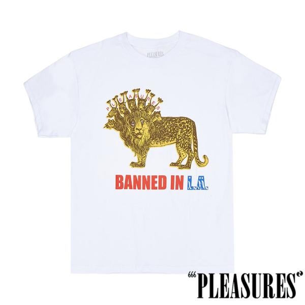 商品発送元：After Note （アフターノート）大阪 新世界ファッション・ブランド、カジュアル、メンズカジュアルウェア、Tシャツ、アメカジかなり独特なライオンをモチーフにしたPLEASURESらしいグラフィックの レギュラーフィットTシ...