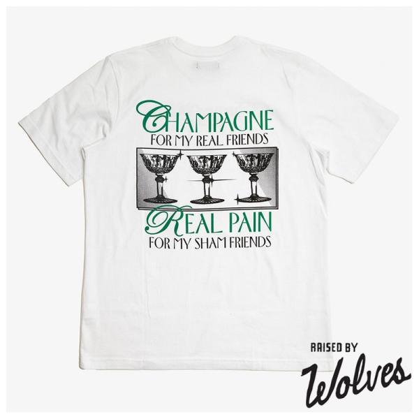 商品発送元：After Note （アフターノート）大阪 新世界ファッション・ブランド、カジュアル、メンズカジュアルウェア、Tシャツ、アメカジカナダ製、バックにプリントされた「Champagne for my real friends, r...