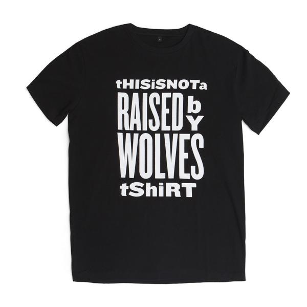 商品発送元：After Note （アフターノート）大阪 新世界ファッション・ブランド、カジュアル、メンズカジュアルウェア、Tシャツ、アメカジフロントにRaised by WolvesのTシャツではありませんというユーモアのあるプリントを施...