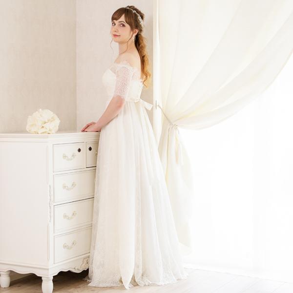 商品発送元：ANNAN WEDDINGバッグ・靴・小物WEDDING ACCESSORYアンティーク風のデザインレースを贅沢に   スレンダーライン ドレスA033L【ネット限定商品】【返品・交換不可】アンティーク風のデザインレースを贅沢に...