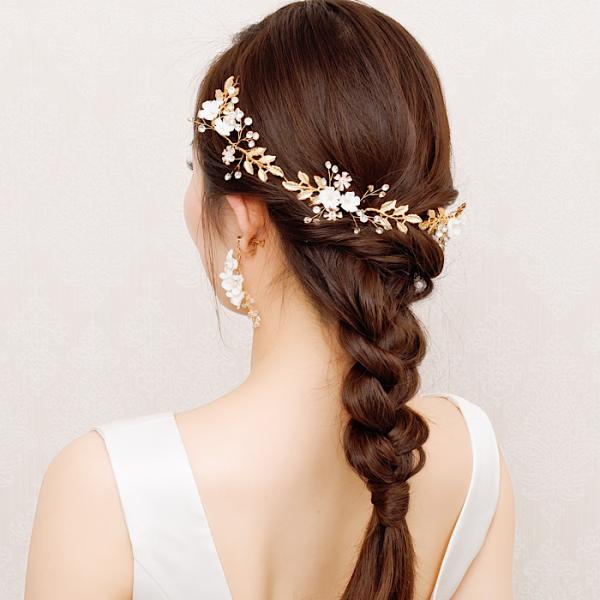 商品発送元：ANNAN WEDDINGバッグ・靴・小物WEDDING ACCESSORYアレンジしやすいワイヤー製ヘッドドレスウェディングヘッドドレス　VH34【ネット限定商品 ※店舗販売無し】DESIGNナチュラルなリーフモチーフを連ねた...