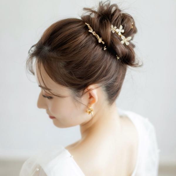 商品発送元：ANNAN WEDDINGファッション・ブランド、インナーウェア・ナイトウェア、レディース、ブライダル用WEDDING HEADDRESS可憐なちょうちょと粒ビジューのアレンジピン   自由アレンジピン　MA208DESIGN明...