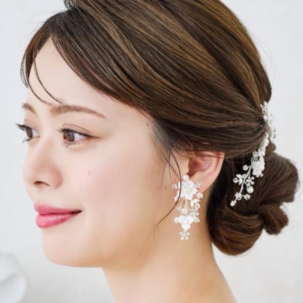 商品発送元：ANNAN WEDDINGバッグ・靴・小物WEDDING ACCESSORY人気の立体お花モチーフのワイヤーデザイン イヤリング/ ピアス LE39DESIGN大人気のお花パーツを使ったイヤリングが単品販売になりました！ネックレ...