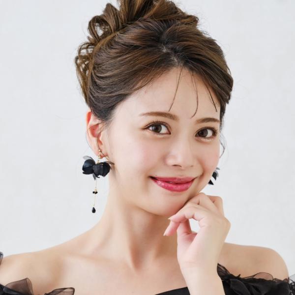 商品発送元：ANNAN WEDDINGバッグ・靴・小物WEDDING ACCESSORY甘辛ミックスの柔らかなテイスト  イヤリング/ピアス　ME227DESIGNトレンドのブラックが効いた特別感のあるウェディングイヤリング/ピアス。艶やか...