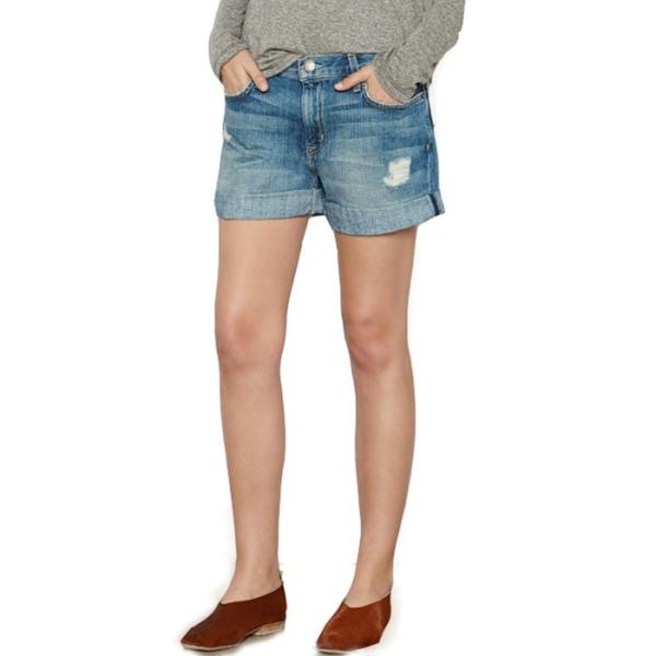 商品発送元：Blue Addictファッション・ブランド、カジュアル、レディースカジュアルウェア、ジーパン、美尻ルーズなラインがキュートな印象のボーイフレンドロールアップショートデニム。程よいゆとりのあるラインと短すぎない丈のバランスが絶妙...