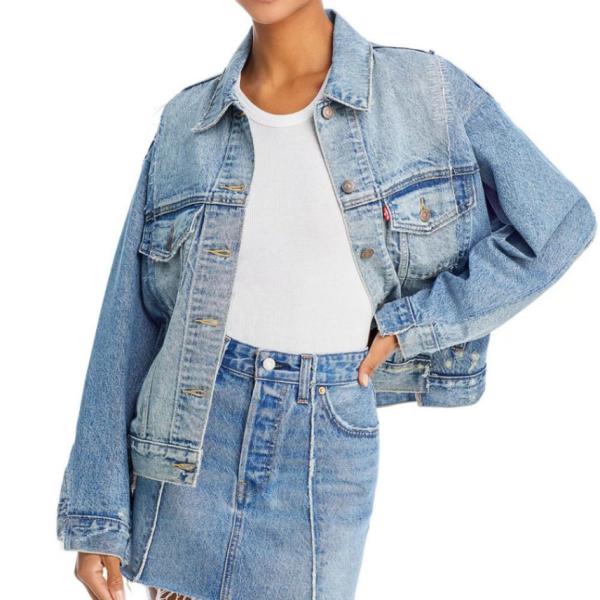 商品発送元：Blue Addictファッション・ブランド、カジュアル、レディースカジュアルウェア、ジーパン、美脚90年代のシルエットにインスピレーションを得たデニムトラッカージャケット。ややドロップショルダー気味の丸みのあるシルエットが特徴...