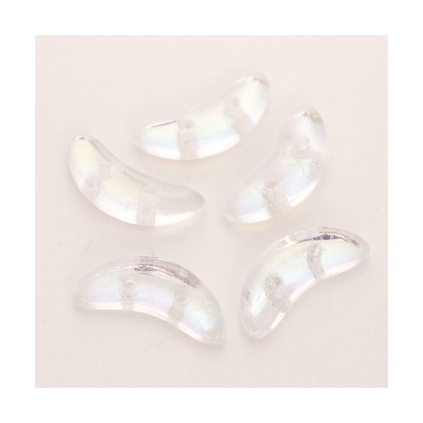 商品発送元：COSJWE in Loki25個フラワー・ガーデニング【商品名】クレセント クリスタルAB2つ穴があいた、三日月形のユニークなビーズ。形を活かして流線的なラインをつくったり、ランダムに配置して動きのあるデザインに!※チェコ製ビ...