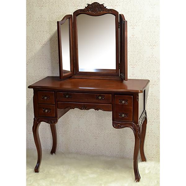 商品発送元：輸入家具チェンエン・ジャパン生活・インテリア・文具、収納家具、ドレッサー・鏡台【商品名】アンティーク調 marrone 三面鏡ドレッサーデスク dr900 マホガニー材使用【シリーズ・色】marrone mobiliアンティーク...