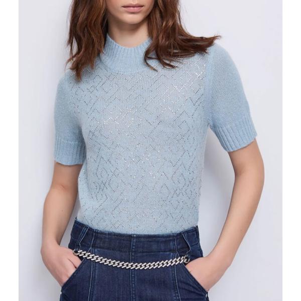 商品発送元：DESERT ROSES_ktファッション・ブランドふんわりとしたウール×モヘア混の柔らかな温もりが心地いいニットトップス。上品なハイネックに、アウターの中でももたつかないショートスリーブのバランスが、冬の重ね着スタイルに華やぎ...