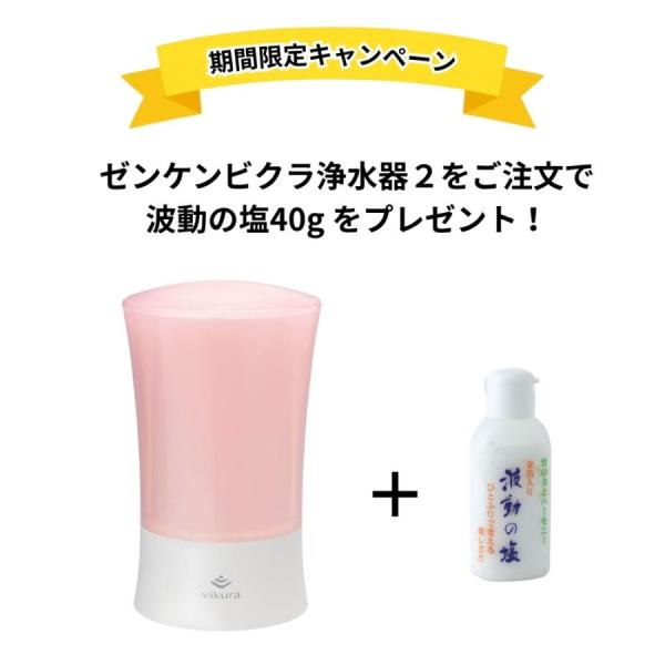商品発送元：本物ショップ　えがおのたねヘルス・ダイエット※本商品は、期間限定キャンペーン商品です。【キャンペーン期間】〜 2026年7月31日（金）午前11時迄【キャンペーン内容】ゼンケンビクラ浄水器2 (ピンク）をご注文で、「波動の塩 4...