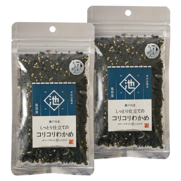 商品発送元：SHODOSHIMA FACTORY1袋当たり50gフード・菓子池田屋 しっとり仕立てのコリコリわかめ ちりめん名称わかめ加工品内容量1袋当たり50g原材料名茎付きわかめ（香川県産）、砂糖、食塩、ブドウ糖、ごま、ちりめん（瀬戸内...