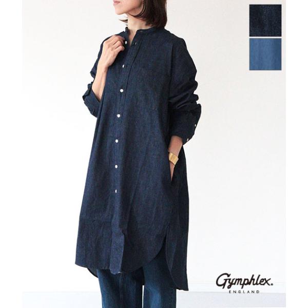 商品発送元：franc bonn Online storeファッション・ブランドGymphlex[ジムフレックス] LIGHT DENIM バンドカラーシャツワンピース　GY-G0064 SDM“Gymphlexから着心地の良さがアップした...
